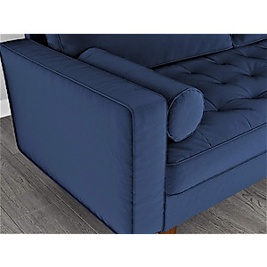 Container Furniture Direct Womble Velvet Upholstered Living Room Diamond Tufted Chesterfield Loveseat With Gleaming Nailhead, Space Blue