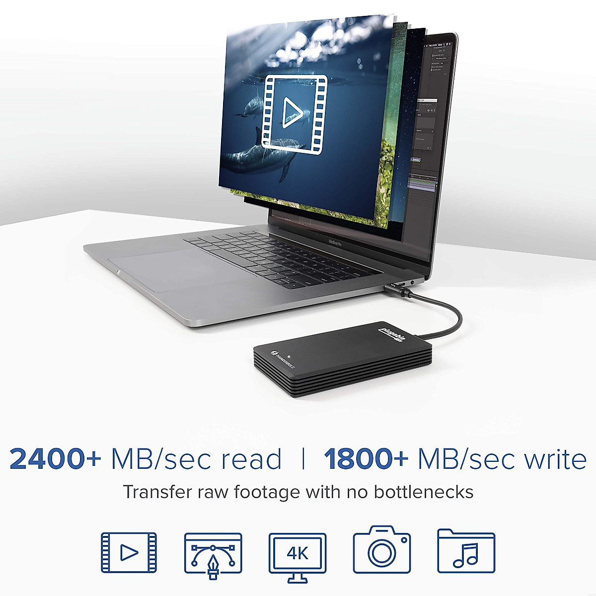 Plugable 1TB Thunderbolt 3 External SSD NVMe Drive (Up to 2400MBs ...