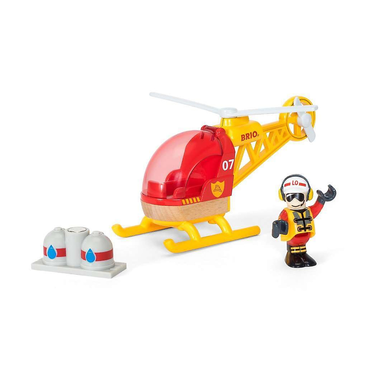 BRIO World - 33797 Firefighter Helicopter | 3 Piece Helicopter Toy for Kids Ages 3 and Up