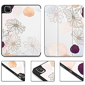 Lepeoac Designed for iPad Pro 11 inch Case M2 4th Generation (2022) / 3rd Gen (2021) / 2nd Gen (2020) / 1st Gen (2018) with Pencil Holder, Trifold Stand TPU Back Shell Smart Case, Floral