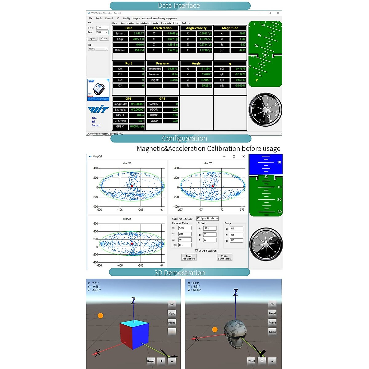 【9-Axis Offline Accelerometer Data Logger】WT901SDCL High-Precision Gyroscope+Angle (XY 0.05° Accuracy)+Magnetometer with Kalman Filtering, MPU9250 200Hz Inclinometer Sensor with 16G SD Card