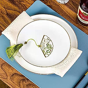 Gsain 10.5” Porcelain Dinner Plates with Golden Rim, Stackable Off-White Ceramic Round Serving Plate for Salad, Dessert, Steak, Pasta (Set of 6)