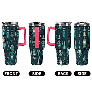 Nutcracker Ballet 40 Oz Car Cup Stainless Steel Travel Mug Leak-Proof Insulated Tumbler with Handle Light Rose Red-style