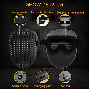 momoga Led Mask Scary halloween Costumes With 50 Presets Pattern, Masquerade mask for men With Gesture Sensing For Party Masquerade Dj Costume Party, Halloween mask led light up mask for Adult Kid