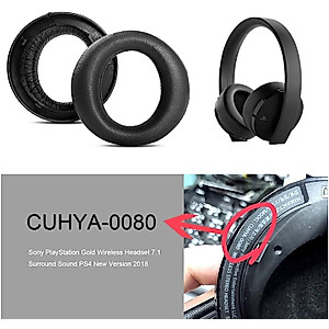 YDYBZB Ear Pads Ear Cushions Replacement Compatible with Sony PlayStation Gold Headset 7.1 Surround Sound PS4 2018/500 Million Limited Edition Headphone Protein Leather Earpads (Black)