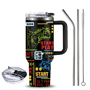 Gamer Gifts for Men Boys, 40oz Gamer Tumbler Cup, Teen Boy Gifts Gaming Stuff, Game Lover Gifts for Gaming Mugs, Game Presents for Son Boyfriend Birthday Christmas Gifts for Men Boys Gaming Cup