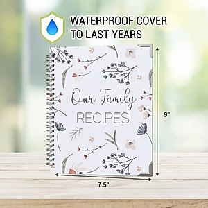 Blank Recipe Book To Write In Your Own Recipes - Family Recipe Journal to Create Your Own Cookbook - 100 Page Empty Spiral Recipe Notebook - Hardcover & Thick Paper - DIY Cooking Book & Recipe Keeper