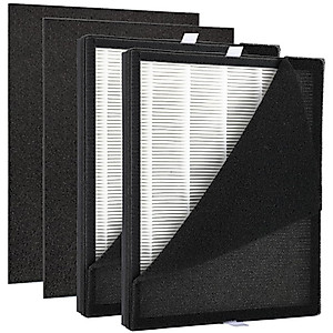 KJ190L Replacement Filter for MO-OKA KJ190L Air Purifier, 3 Stage Filter, 2 Pack H13 True Hepa with Activated Carbon and 4 Pack Washable Pre-Filter