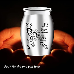 Butterfly Small Keepsake Urn for Ashes,Butterfly Mini Urn for Human Ashes 316L Stainless Steel Pet Cremation Urns 1.58” x 1.2” Small Ash Urn for Dog and Cat Ashes (Butterfly)