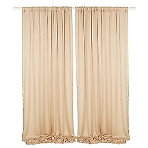 Cytdkve 2 Panels 4.8 Feet x 10 Feet Beige Velvet-Like Wedding Backdrop Curtain Drapes, Silky Soft Window Curtains Panels for Wedding Ceremony Birthday Party Decorations