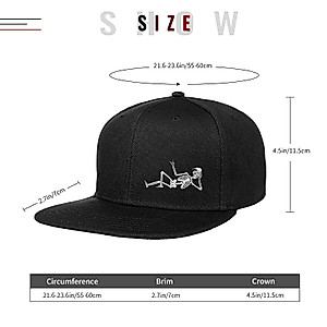 Snapback Hats for Men-Flat Bill Hats,Mens Hats Snapback,Skull Skeleton Hat,Snap Backpack Hat,Black Baseball Cap Gift for Men