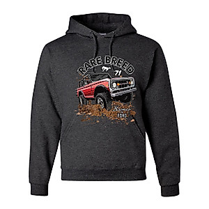 Wild Bobby Ford Rare Breed 71 Bronco Truck Classic Cars and Trucks Unisex Graphic Hoodie Sweatshirt, Heather Black, Large