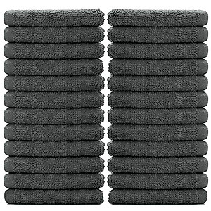 DAN RIVER 100% Cotton Washcloths 24 Pack Premium Quality Face and Body Cloth, Quick Dry and Highly Absorbent Essential Towels for Bathroom, Hand, Kitchen and Cleaning | 12x12 in | 400 GSM (Gray)