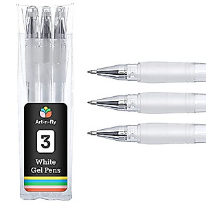 White Gel Pen for Artists 0.7mm Fine Point - Smudge-resistant White Pen for Art Drawing, Sketching & Writing (3pack) - White Ink Pen Highlight Fineliner - Archival Gel Ink - Opaque on Black Paper