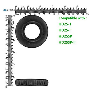 Geekria QuickFit Replacement Ear Pads for Sennheiser HD25-1, HD25-II, HD25SP, HD25SP-II Headphones Ear Cushions, Headset Earpads, Ear Cups Cover Repair Parts (Black)