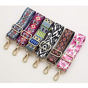 Umily Adjustable Length Handbag Purse Strap Guitar Style Multicolor Canvas Replacement Strap Crossbody Strap, No.16, Medium