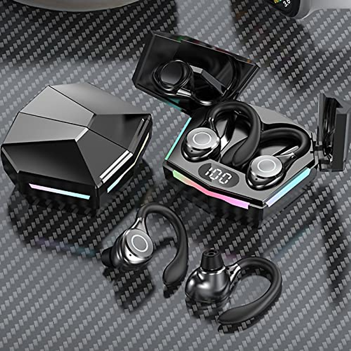 MIANHT Wireless Earbuds - Bluetooth Headphones with Wireless Charging Case, Digital LED Intelligence Display, 9D Stereo HiFi Sound, Sports Earphones for Running