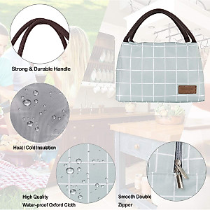 Buringer Insulated Lunch Bag Lunch Box for Women Men Adult Lunch Tote for Work Picnic Travel (Green Plaid)