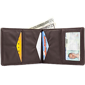 Big Skinny Men's Super Stretch Skinny Leather Bi-Fold Slim Wallet, Holds Up to 30 Cards, Brown (SKNYLSSBR)