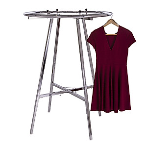 Round Chrome Rack For Clothes, Round Garment Rack, Display Retail Rack, Adjustable Round Rack, Adjustable Height, 36 Inches Diameter