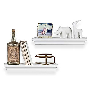 brightmaison BGT Pure Crown Molding Floating Shelves, Wall Decor for Living Room, Picture Ledge & Plant Shelf, Wall Shelf Set of 2, White