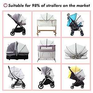 Beberoad Love Mosquito Net 2 Pack Stroller Mosquito Net & Bassinet Mosquito Net (White)