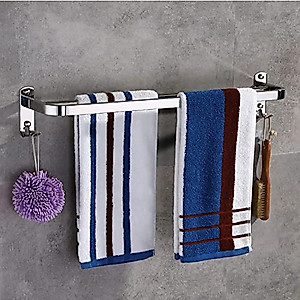 Towel Rail Bar, 304 Stainless Steel Double Towel Holder, 40cm/16Inches Wall Mounted Polished Bath Towel Rack for Bathroom and Kitchen, Silver (Size : 60cm)
