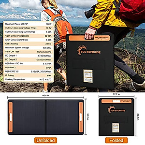 100W 18V Portable Solar Panel for Power Station, 100 watt Solar Charger with USB QC 3.0 Typc C Output + 10A MPPT Charge Controller to Charge 12V Batteries for RV Camping Travel Outdoor Backup