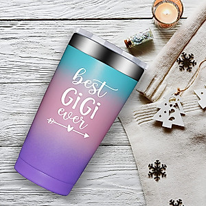 Fufandi Best Gigi Ever - Gigi Gifts for Grandma - Funny Christmas Gifts for New Grandma, Nana, Soon To Be Gigi, World's Best Gigi Tumbler Cup (20oz, Glitter Bubble Gum)