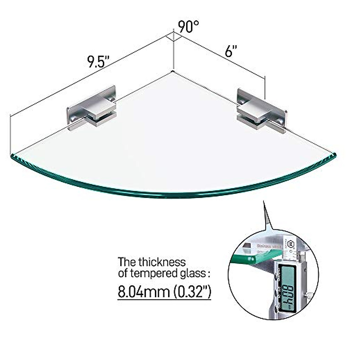 GeekDigg 2-Pack Glass Shelf Shower Caddie, Shower Shelves for Inside Shower, Drilling Free Adhesive Wall Mounted Bathroom Organizer Shelves with Aluminium Brackets