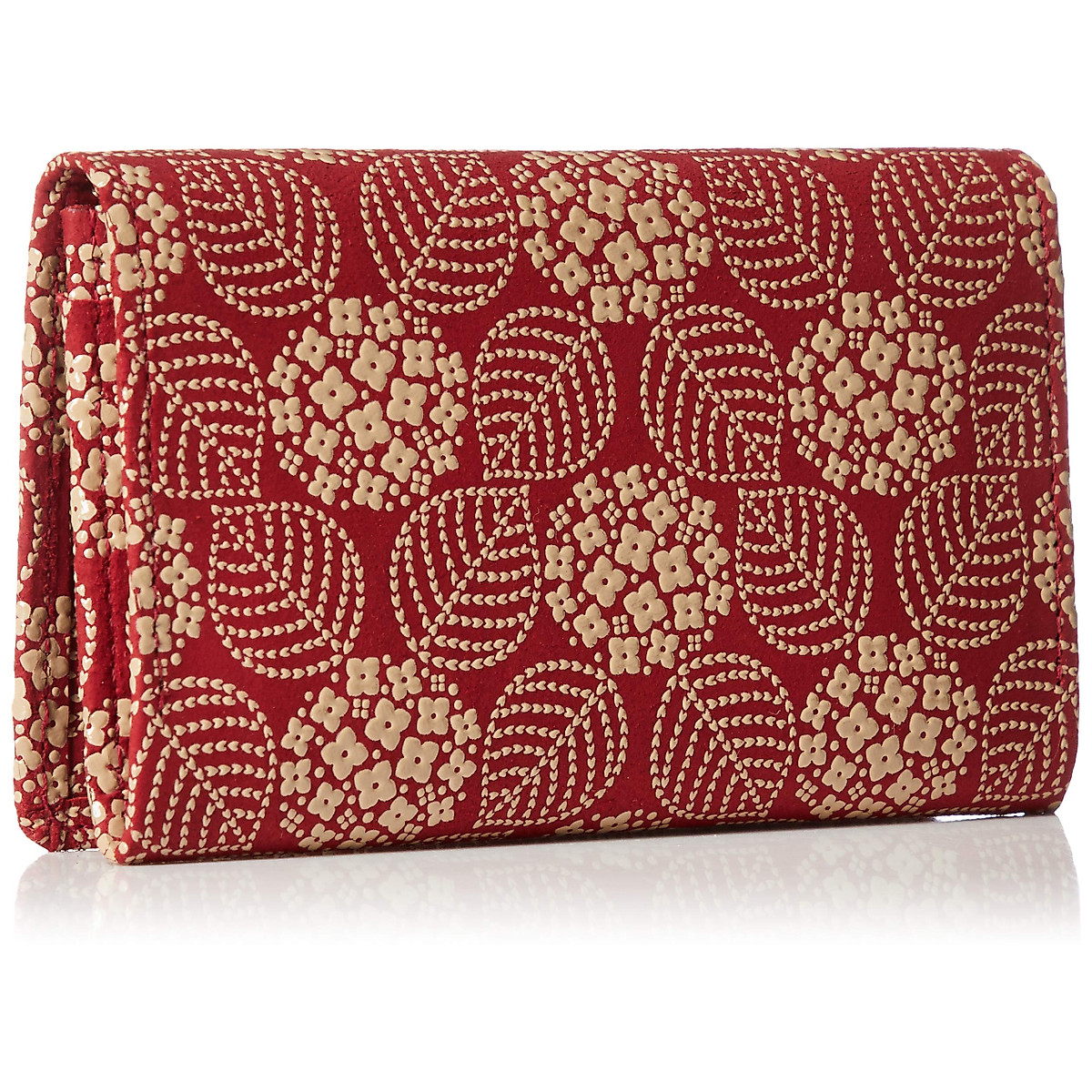 INDEN-YA(インデンヤ) Indenya 2501-13174 Business Card Holder, Women's, Red Deer Leather x White Lacquer, Hydrangea Pattern 2501-13-174