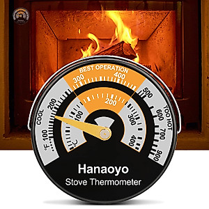 Hanaoyo Wood Stove Fan & Magnetic Stove Thermometer, 6 Blades Wood Stove Fan Heat Powered, Fireplace Fan with Magnetic Thermometer, Non Electric Fan for Wood/Gas/Log Burner Stove