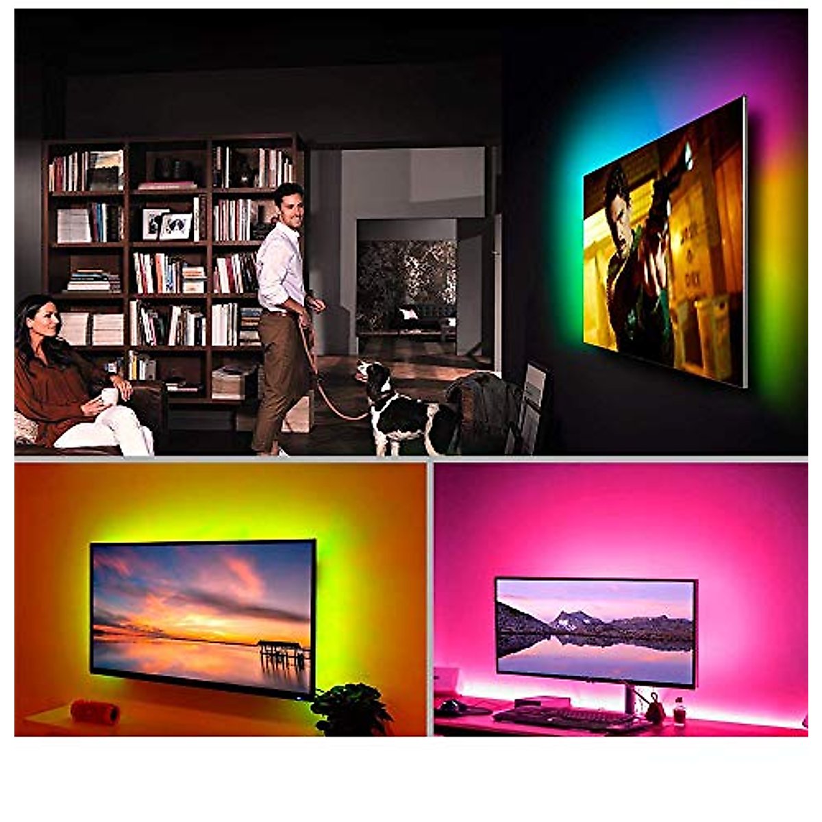 50FT Smart LED Strip Lights, Sync to Music with 40 Key Remote Controller，Lighting Strips with App Control LED Lights for Bedroom,Christmas Lights decration (Multi-Colored, 50FT)