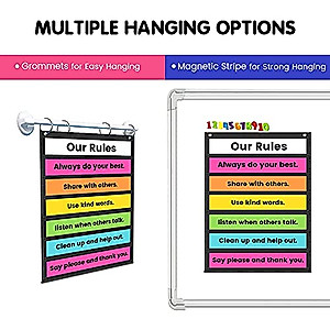 Auchq Magnetic Pocket Chart,Standard Pocket Chart with 7+1 Pockets,14 Double-Sided Dry-Eraser Cards for Daily Schedule,Class Demonstrations,Classroom Office Home Activities (Black)