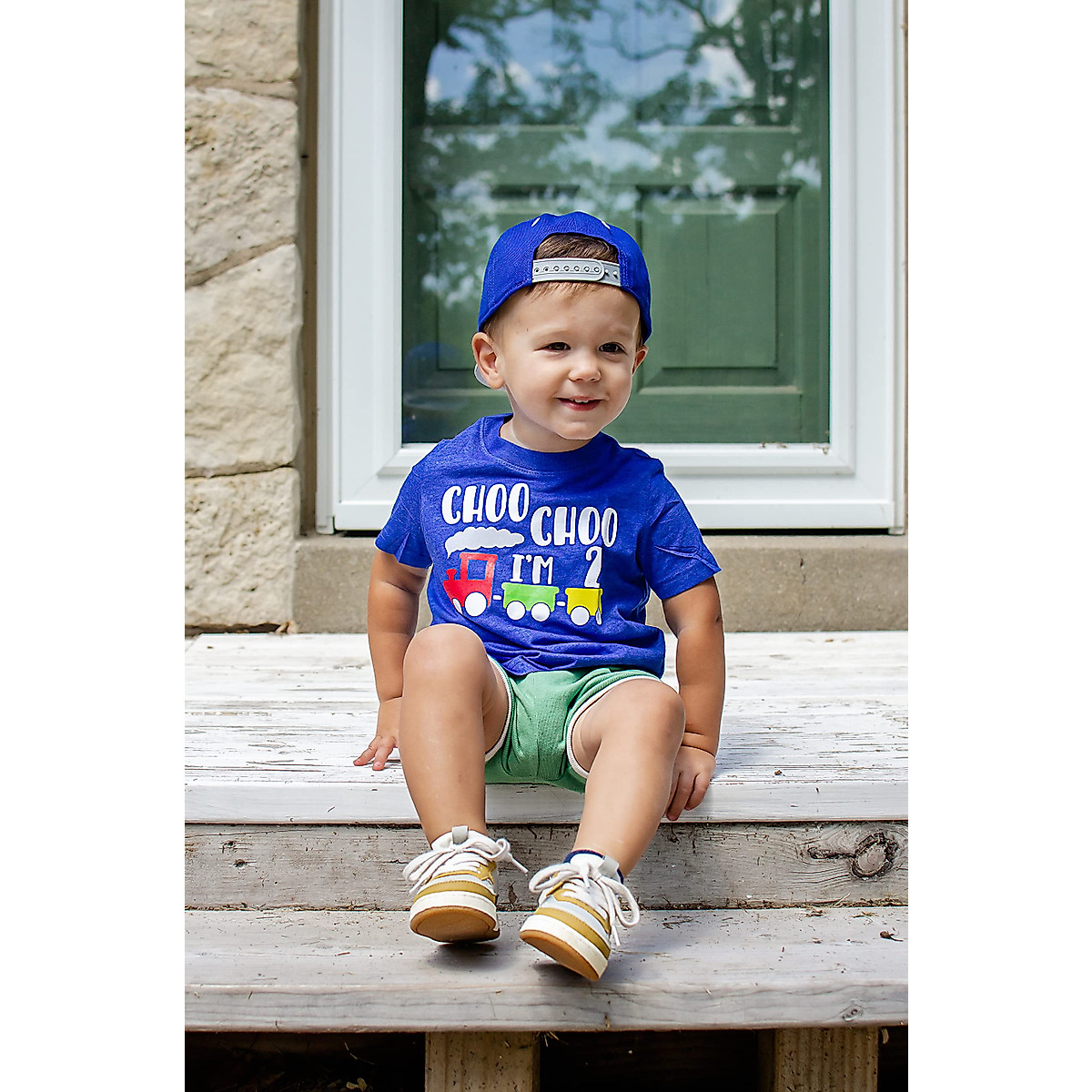 Olive Loves Apple Choo Choo I'm Two Boys 2nd Birthday T-Shirts for Baby Boys Second Birthday Outfit Vintage Royal Shirt 2T