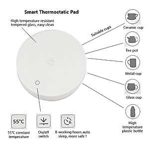 Fshopping Smart Cup Warmer Pad Coffee Mug Warmer for Coffee Tea Beverage Milk Cocoa Water Soup