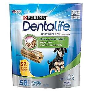 Purina DentaLife Made in USA Facilities Toy Breed Dog Dental Chews, Daily Mini - 58 ct. Pouch