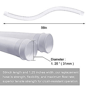 Swimming Pool Replacement Hoses,1.25in Diameter Hoses(2pcs),Premium Quality Kinkproof PE,Pool Filter Replacement Hoses Compatible with Filter Pump 330 GPH, 530 GPH, and 1000 GPH.(59” Length)