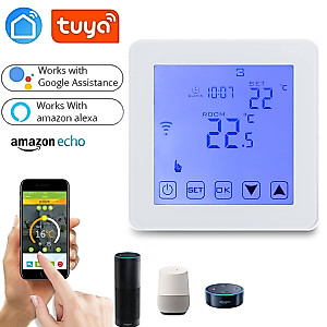 Wengart WiFi Smart Thermostat WG08,Heat Only 2.4GHz Wi-Fi APP TUYA for Radiant Floor Heating,Compatible with Alexa Echo/Google Home,AC90-240V Max3A
