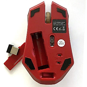 Fitzladd Gaming Wireless Mouse, Six-Button Silent Iron Man Mouse 2.4G with USB Nano Receiver for Laptop and PC (Gold)