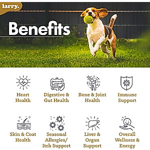 Larry 8-in-1 Multivitamin Dog for Small Dogs | Heart, Digestion, Liver, Skin, Coat, & Joint Support for Dogs | with Vitamins, Minerals, Omegas, & Glucosamine Chondroitin | 60 Soft Chews