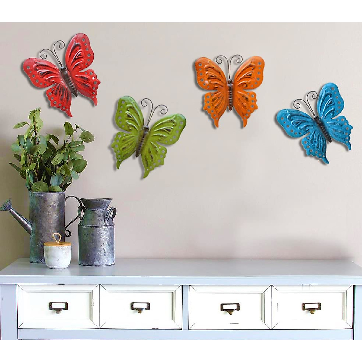 ShabbyDecor Butterfly Wall Decor for Yard Art Garden Decoration Set of 4
