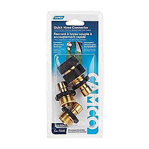 Camco 5/8" Brass and Steel Quick Hose Disconnect - Connect and Disconnect Between Multiple Hose Attachments | Automatic Shut-Off When Disconnected | 1 Female & 3 Male Fittings - 4 Count - (20136)
