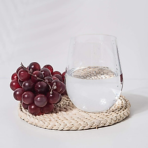 unkno Stemless Plastic Wine Glasses 20 ounce - Acrylic Red Wine Glasses (set of 6) Dishwasher Safe, BPA Free