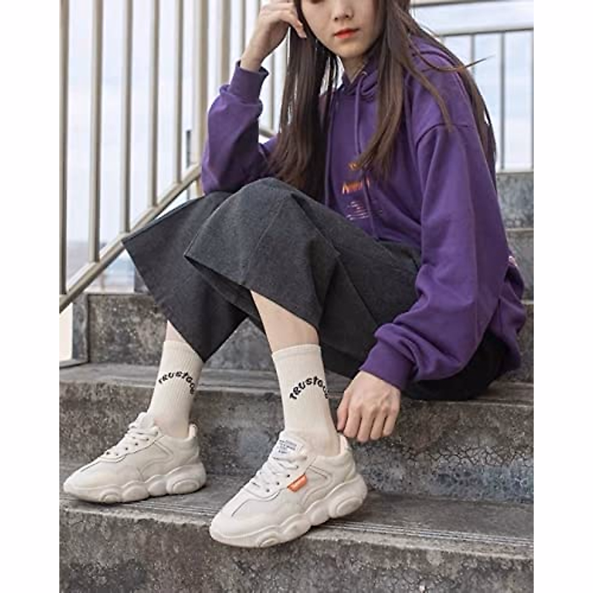 LifeShine 2 Packs Fashion Socks Sunday Service Trust God and Jesus is King Tube Cotton Double Yarn Socks for Men Women