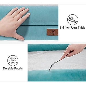 Yiruka Large Dog Bed - Mint Green Orthopedic, Waterproof with Removable Cover, 4-Sided Bolster, Washable