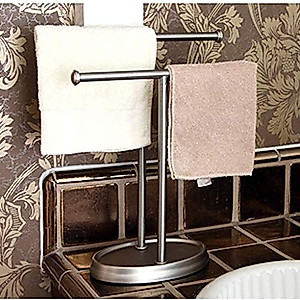 LDCHNH Silver Hand Towel Holder, Free Standing Towel Rack, Stainless Steel Necklace Holder Jewelry Organizer Bracelet Display Stand