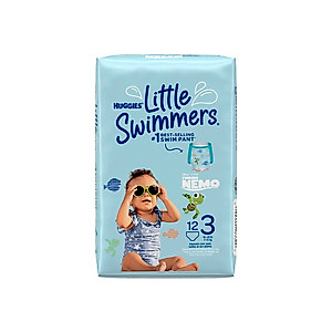 Huggies Little Swimmers Disposable Swim Diapers, Swimpants, Size 3 Small (16-26 lb.), 12 Ct. (Packaging May Vary)