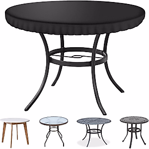 Kovshuiwe Round Outdoor Patio Furniture Covers 41.7" Dia x 4" H Black,Garden Table Cover Round,Garden Furniture Cover Fitted Round Outdoor and Indoor Use, Waterproof Table Cover, 600D Oxford Fabric
