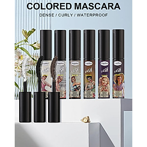 Waterproof Brown Mascara Volume and Length,Long Lasting Non Clumping Curling Voluminous Colored Mascara for Eyelashes, Colorful Volumizing Tubing Mascara for Women Eye Makeup Cosplay Party-04